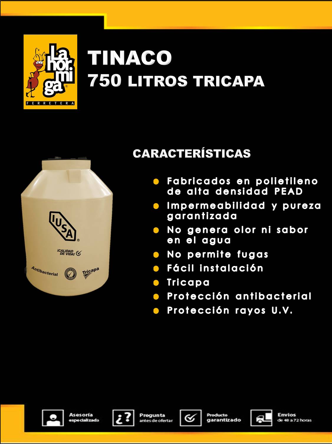 Tinaco 750 Litros Tricapa :: La Hormiga Ferretera